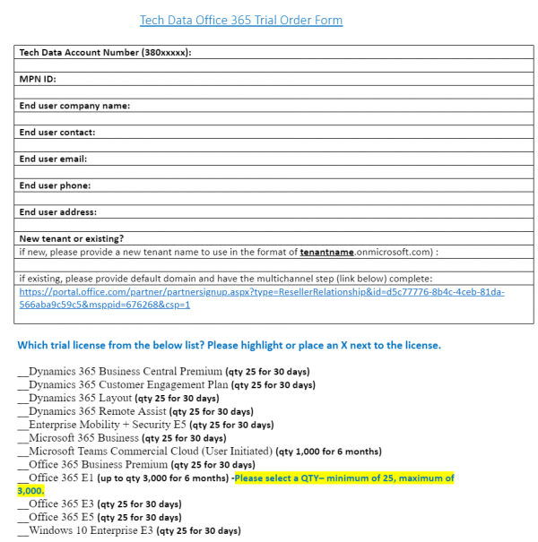 How to obtain the Microsoft E1 free extended trial offer