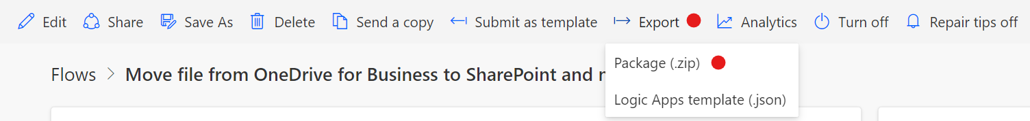 How do I export and import a flow from Power Automate?